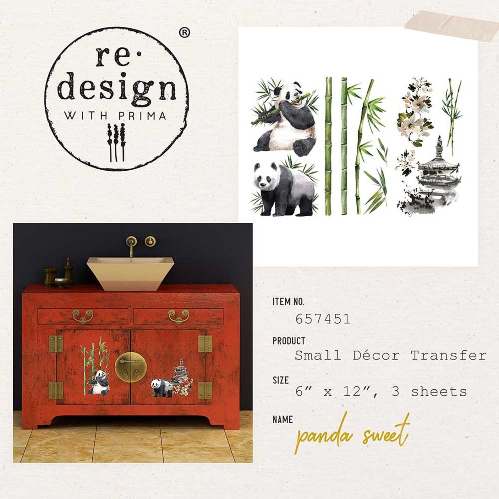 Panda Sweet Small Transfer by Redesign With Prima Furniture - Etsy