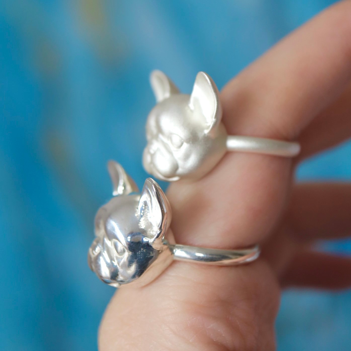Cute French Bulldog Ring in Sterling Silver. Aninal Ring Signet Ring ...