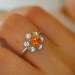 Neon Orange Fanta Spessartite Garnet Halo Ring With Natural Rose-cut ...