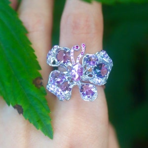 Gorgeous Butterfly Ring Purple Sapphire Butterfly Ring in 14K Gold With ...