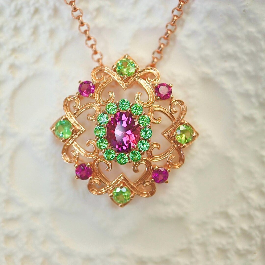 Malaya Garnet Pendant Tsavorite Garnet Pendant Neon Purple Garnet Art ...