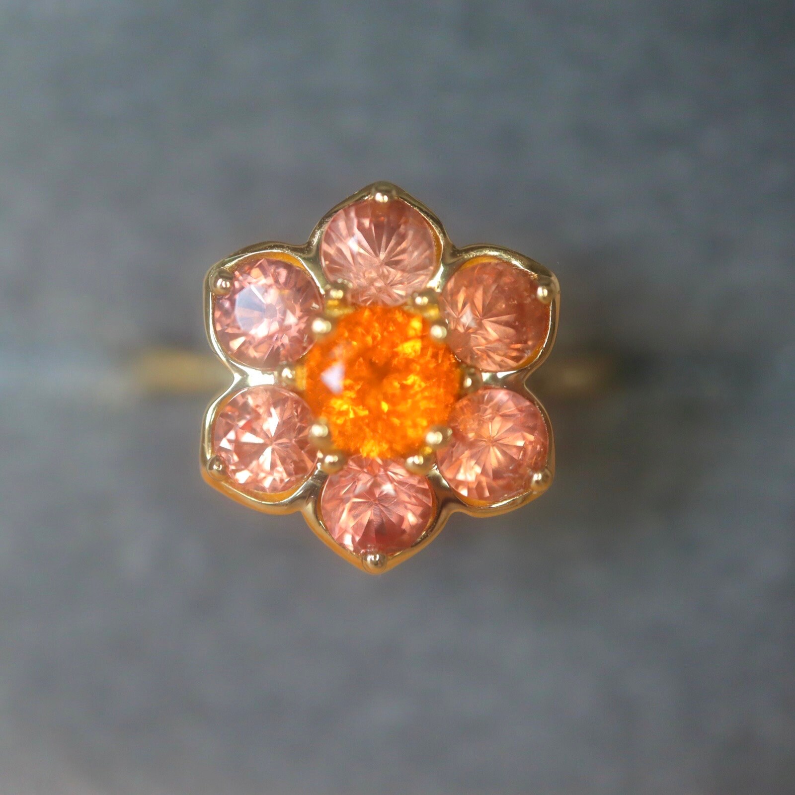 Fanta Garnet and Orange Spinel Halo Ring Sunset Color Edwardian Halo ...
