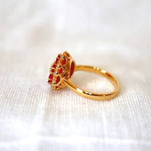 Made to Order. Ruby and Diamond Flower Ring. Victorian Ruby Floral Ring ...