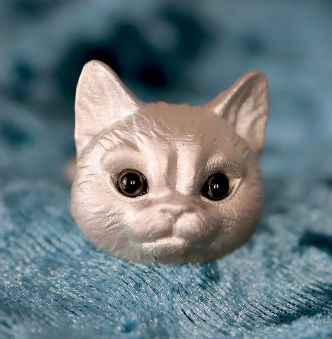 Cute Cat Face Ring in Sterling Silver. Custom Pet Jewelry. Cat Owner ...