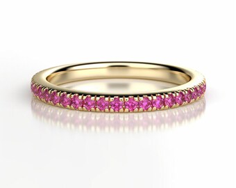 Made to Order Neon Pink Spinel Eternity Band 14K Yellow Gold, Bright ...