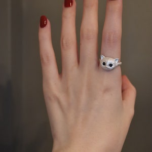 Cute Cat Face Ring in Sterling Silver Cat Owner Gift OOAK Cat Owner ...