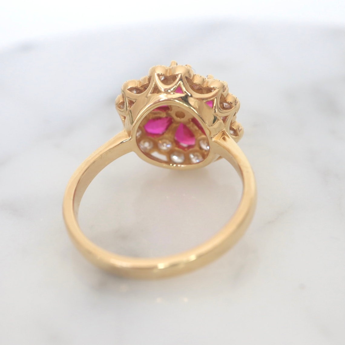 Made to Order. Ruby and Diamond Flower Ring. Victorian Ruby - Etsy