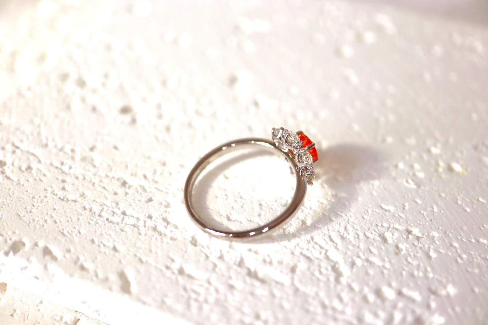 Neon Orange Fanta Spessartite Garnet Halo Ring With Natural Rose-cut ...