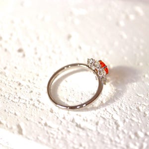 Neon Orange Fanta Spessartite Garnet Halo Ring With Natural Rose-cut ...