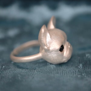 Cute French Bulldog Ring in Sterling Silver. Aninal Ring Signet Ring ...
