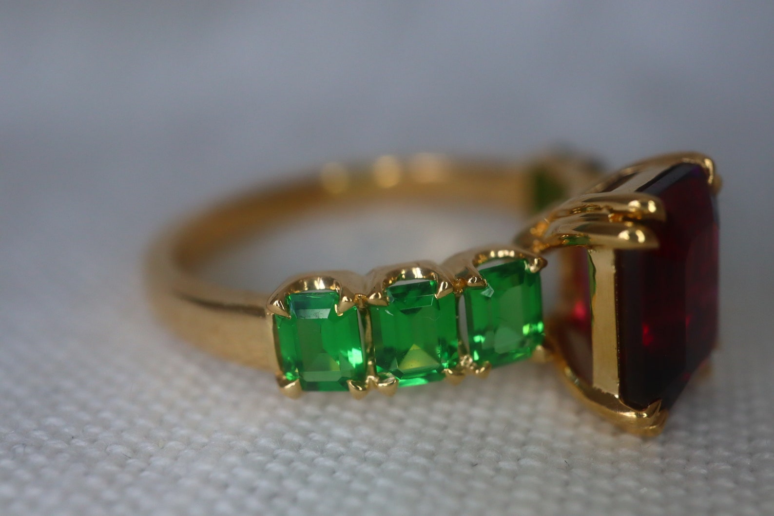 Made to Order. Pyrope Garnet Halo Ring With Tsavorite Garnets Neon ...