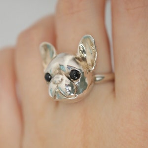 Cute French Bulldog Ring Silver Frenchie Face Ring French Bulldog Mom ...
