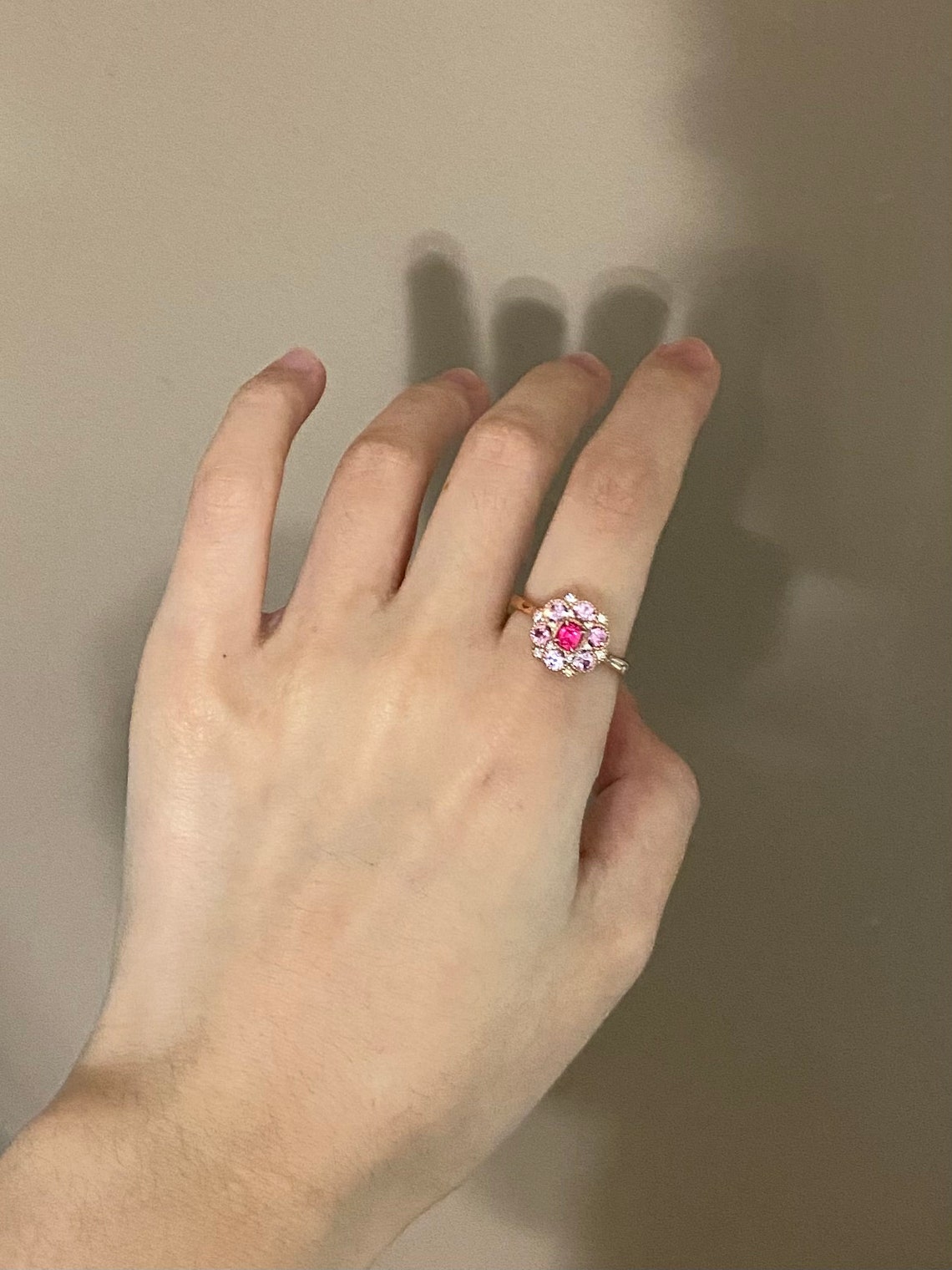 Jedi Neon Pink Spinel Ring Aesthetic Pink Statement Rings - Etsy