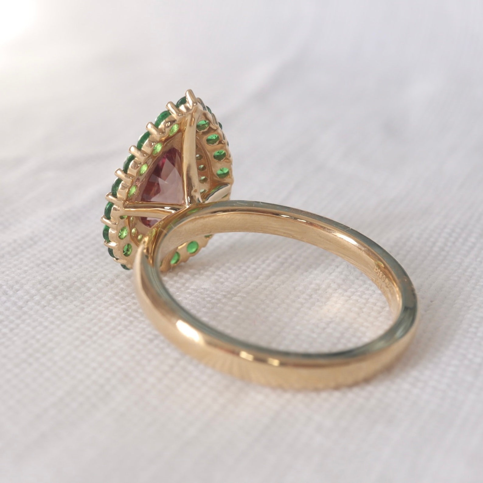 Purple Malaya Garnet Halo Ring With Tsavorite Garnets Pear Cut Garnet ...