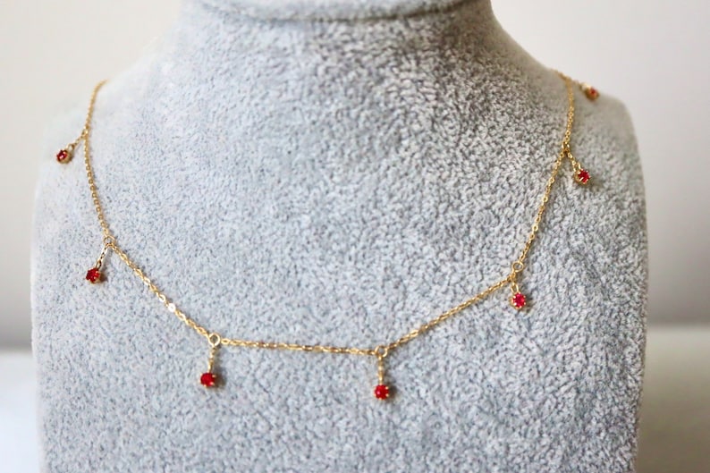 Neon Red Spinel Dainty Necklace Jedi Spinel Station Chocker Necklace ...