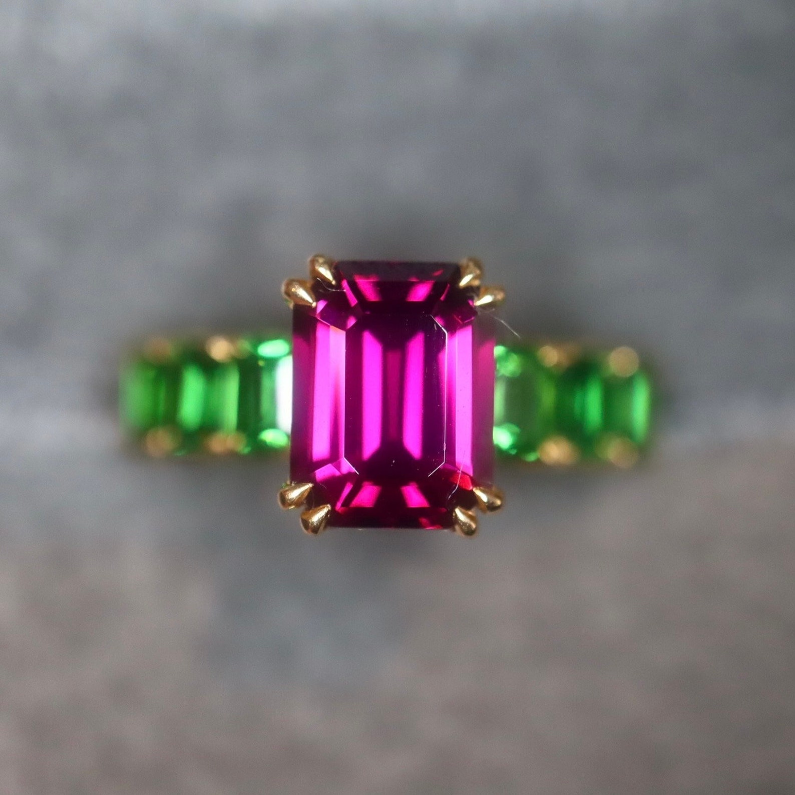 Made to Order. Pyrope Garnet Halo Ring With Tsavorite Garnets Neon ...