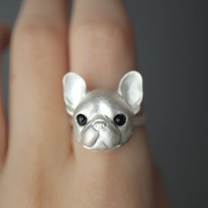 Cute French Bulldog Ring in Sterling Silver. Aninal Ring Signet Ring ...