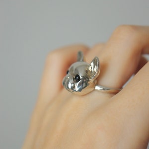 Cute French Bulldog Ring Silver Frenchie Face Ring French Bulldog Mom ...