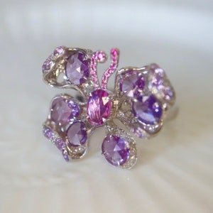Gorgeous Butterfly Ring Purple Sapphire Butterfly Ring in 14K Gold With ...