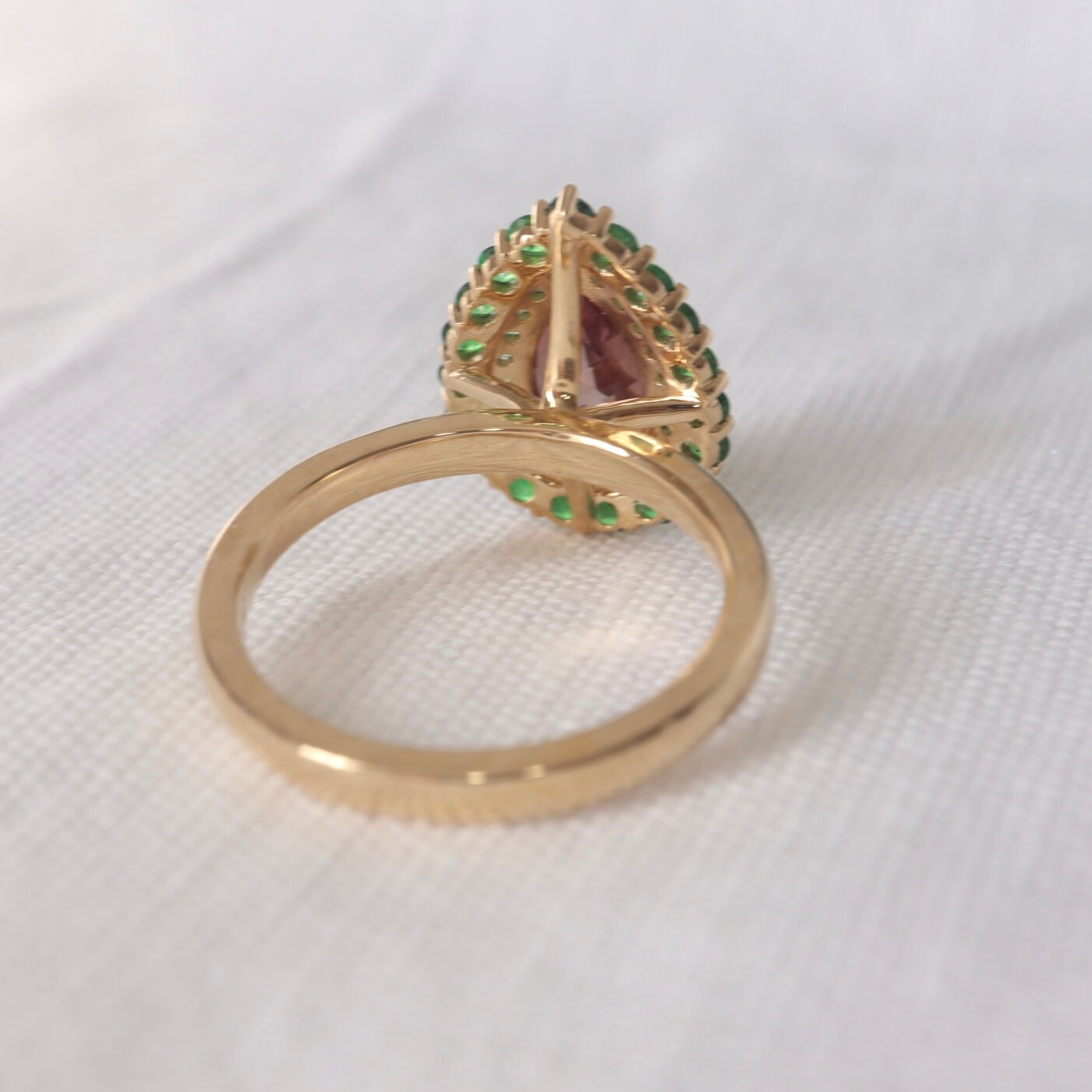 Purple Malaya Garnet Halo Ring With Tsavorite Garnets Pear Cut Garnet ...