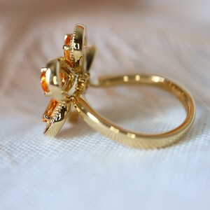 Neon Orange Fanta Garnet and Neon Pink Spinel Clover Diamond Ring ...