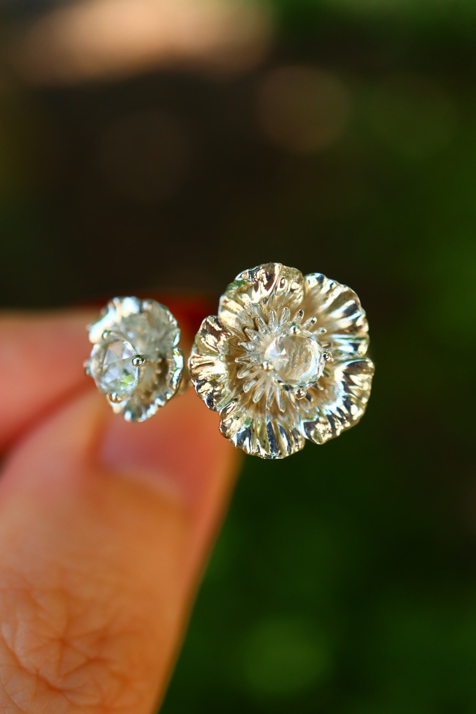 Poppy Sterling Silver Floral Ring With Natural Topaz. Sparkly - Etsy
