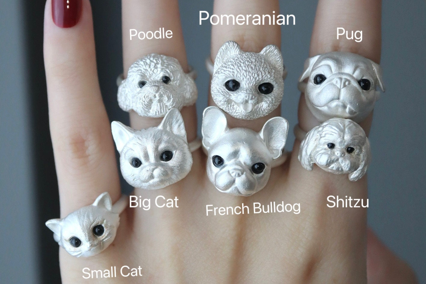 Cute Pet Face Ring in Sterling Silver. Custom Pet Jewelry. Cat Owner ...