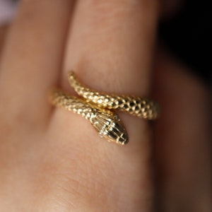 Solid Gold Snake Ring 14K Ring Diamond Serpent Jewelry Gift for Her ...