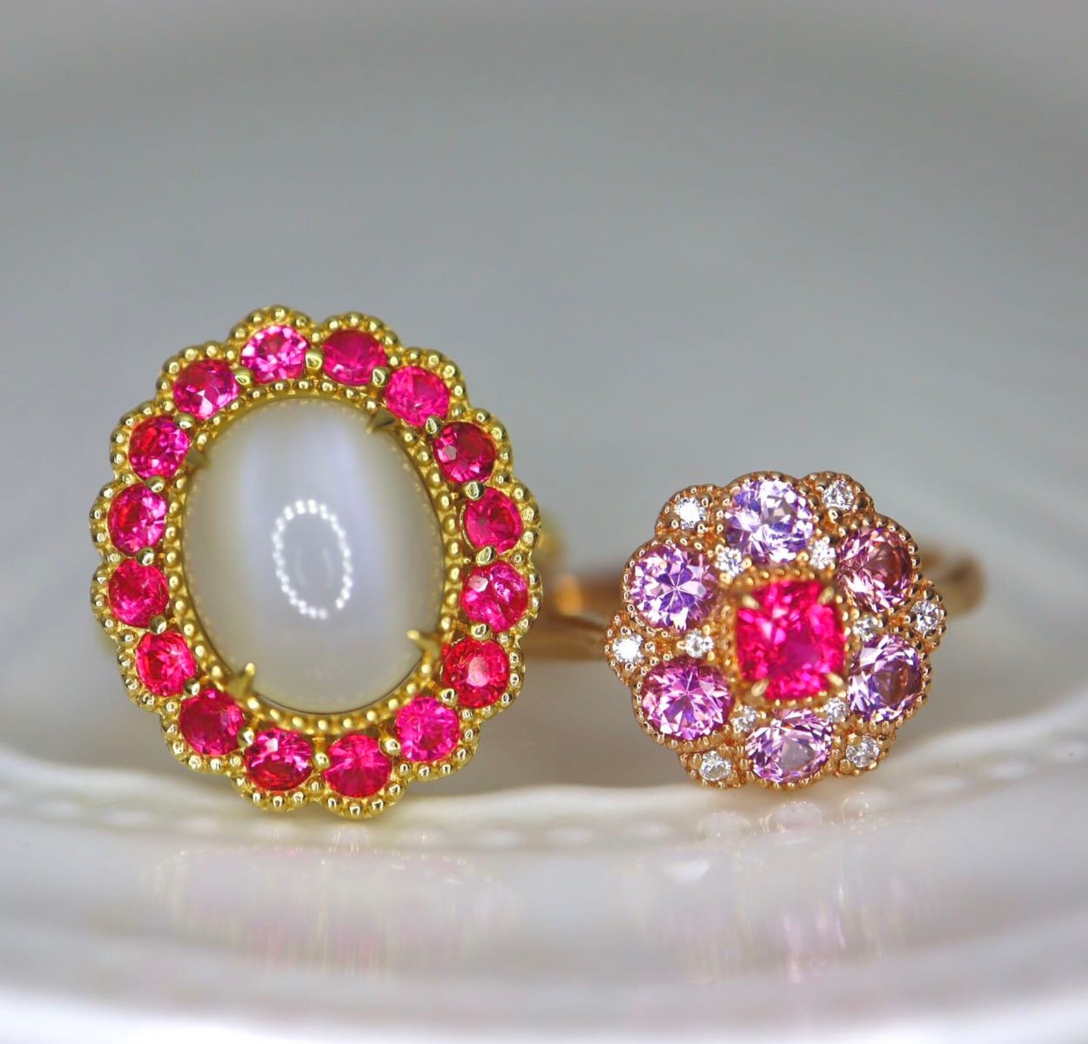 Jedi Neon Pink Spinel Ring - Aesthetic Pink Statement Rings for Wedding ...