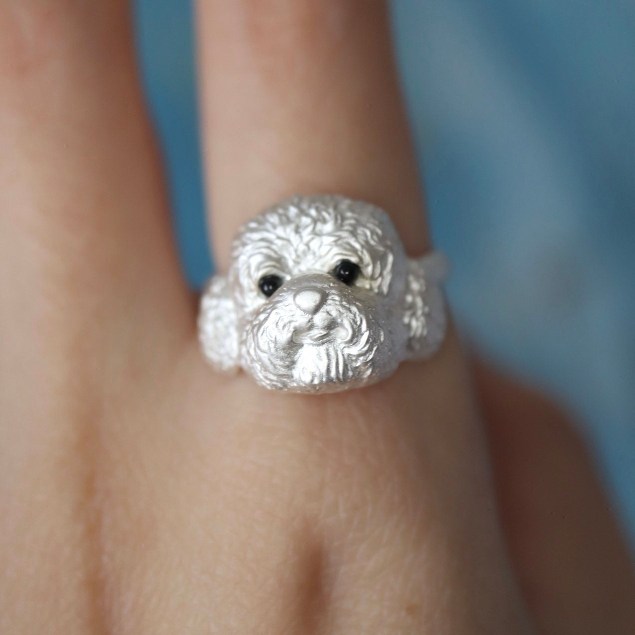 Cute Poodle Dog Ring Sterling Silver Pet Lover Ring Poodle Statement ...