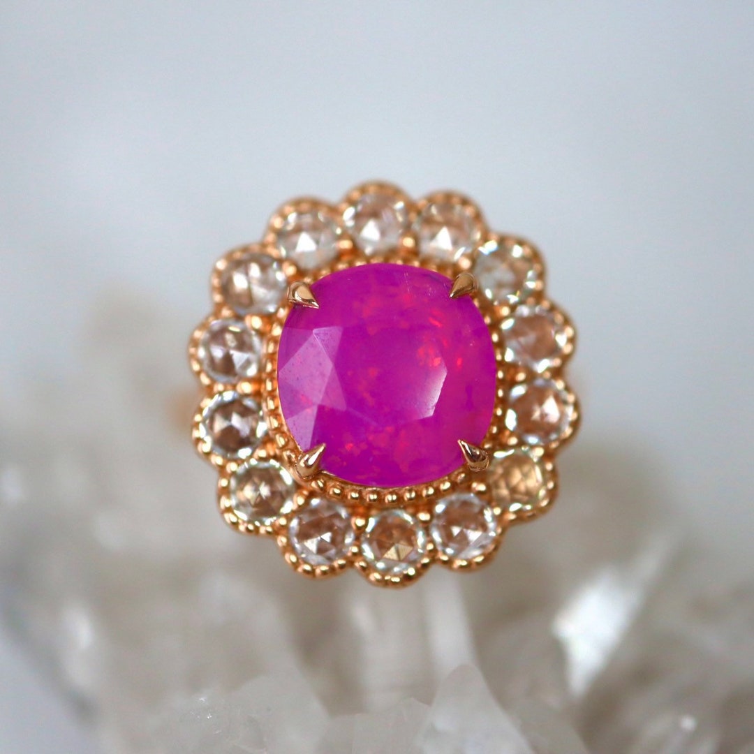 Pink Opalescent Sapphire Ring. 2.7 Carat Unheated Sapphire - Etsy