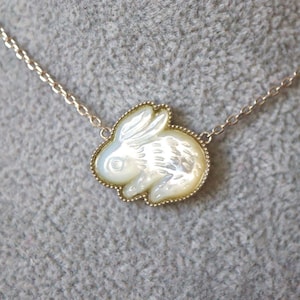 Bunny Necklace Mother of Pearl Necklace Sterling Silver Eternity Rabbit ...