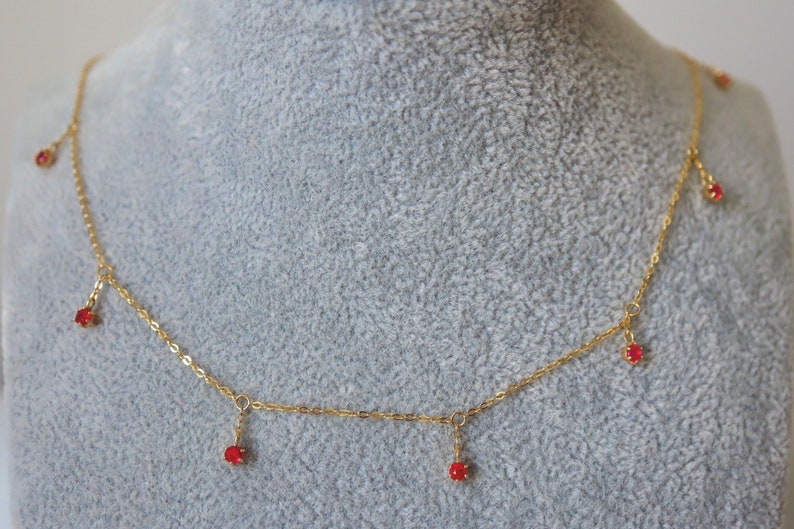 Neon Red Spinel Dainty Necklace Jedi Spinel Station Chocker Necklace ...