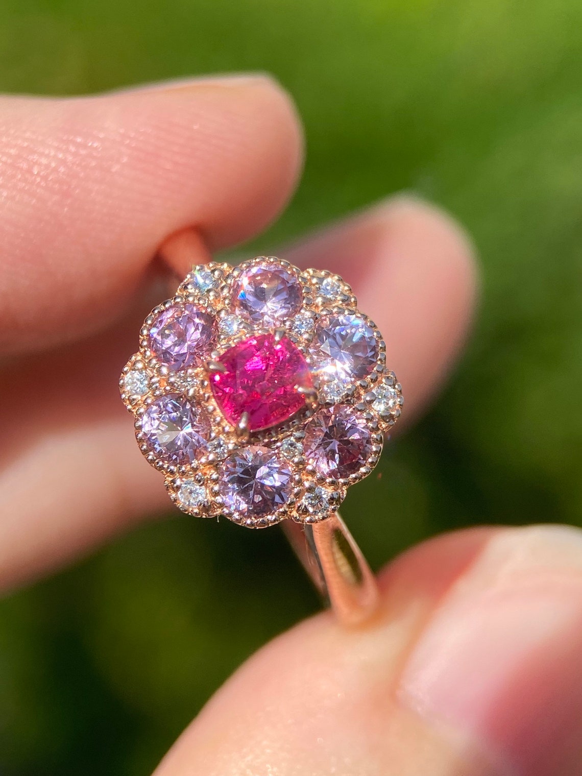 Jedi Neon Pink Spinel Ring Aesthetic Pink Statement Rings - Etsy