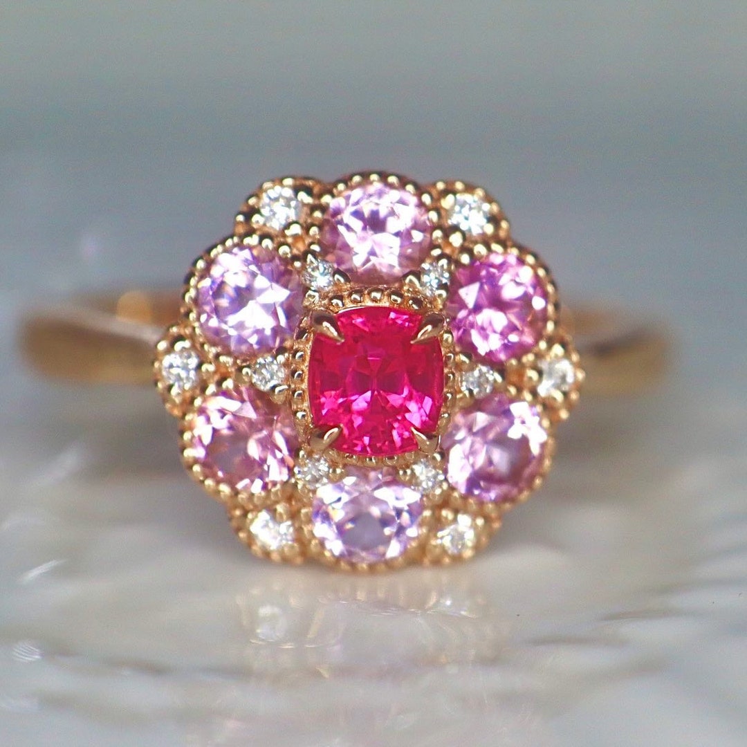 Jedi Neon Pink Spinel Ring - Aesthetic Pink Statement Rings for Wedding ...