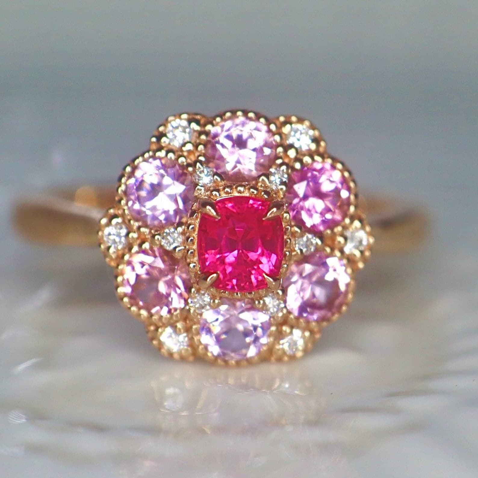 Jedi Neon Pink Spinel Ring Aesthetic Pink Statement Rings - Etsy