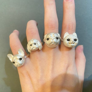 Cute French Bulldog Ring in Sterling Silver. Aninal Ring Signet Ring ...