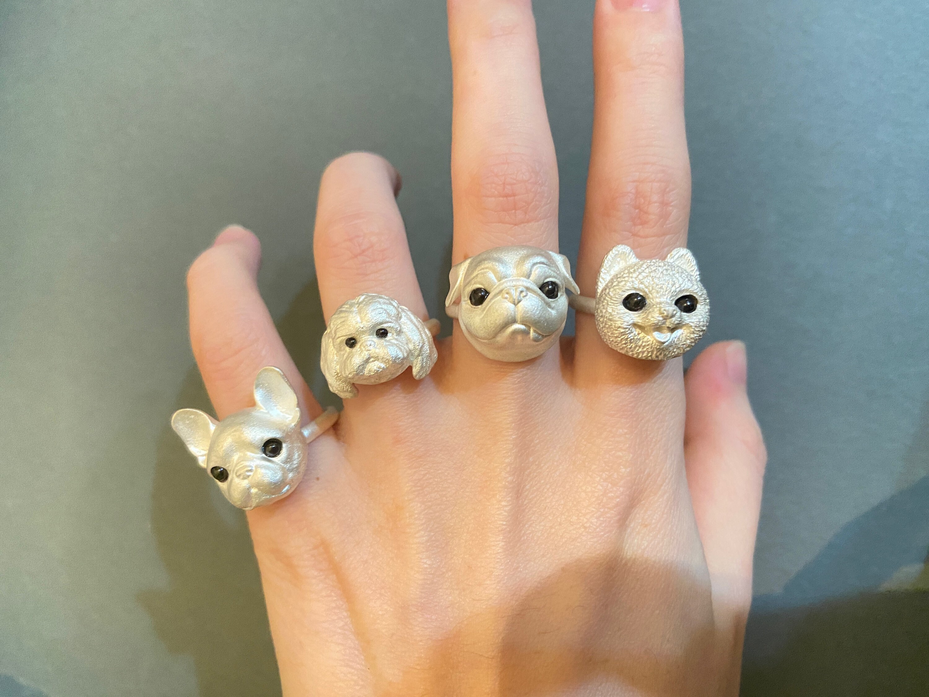 Cute French Bulldog Ring in Sterling Silver. Aninal Ring Signet Ring ...