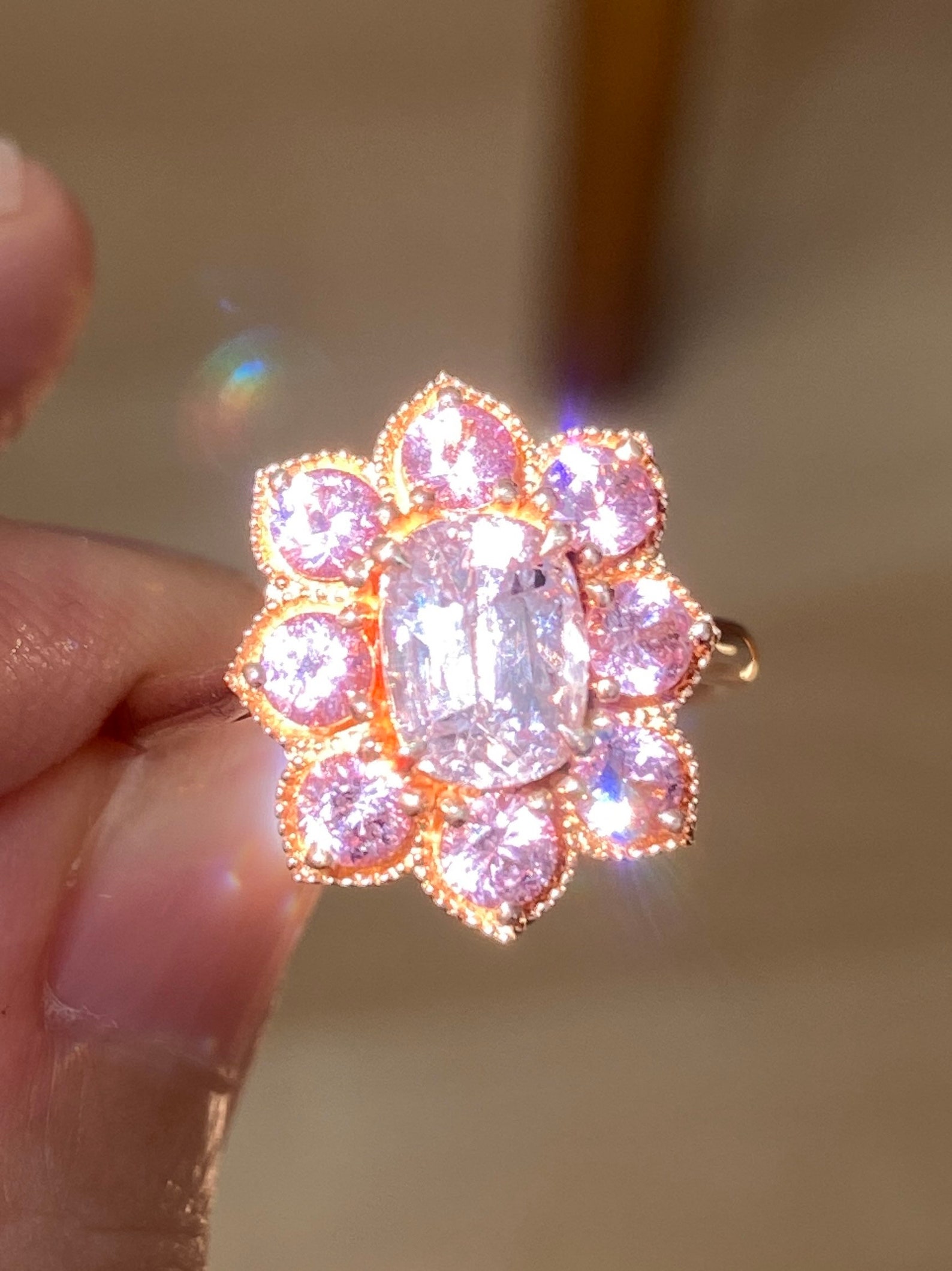 Light Pink Spinel Halo Ring. Cushion Cut Pink Spinel With - Etsy