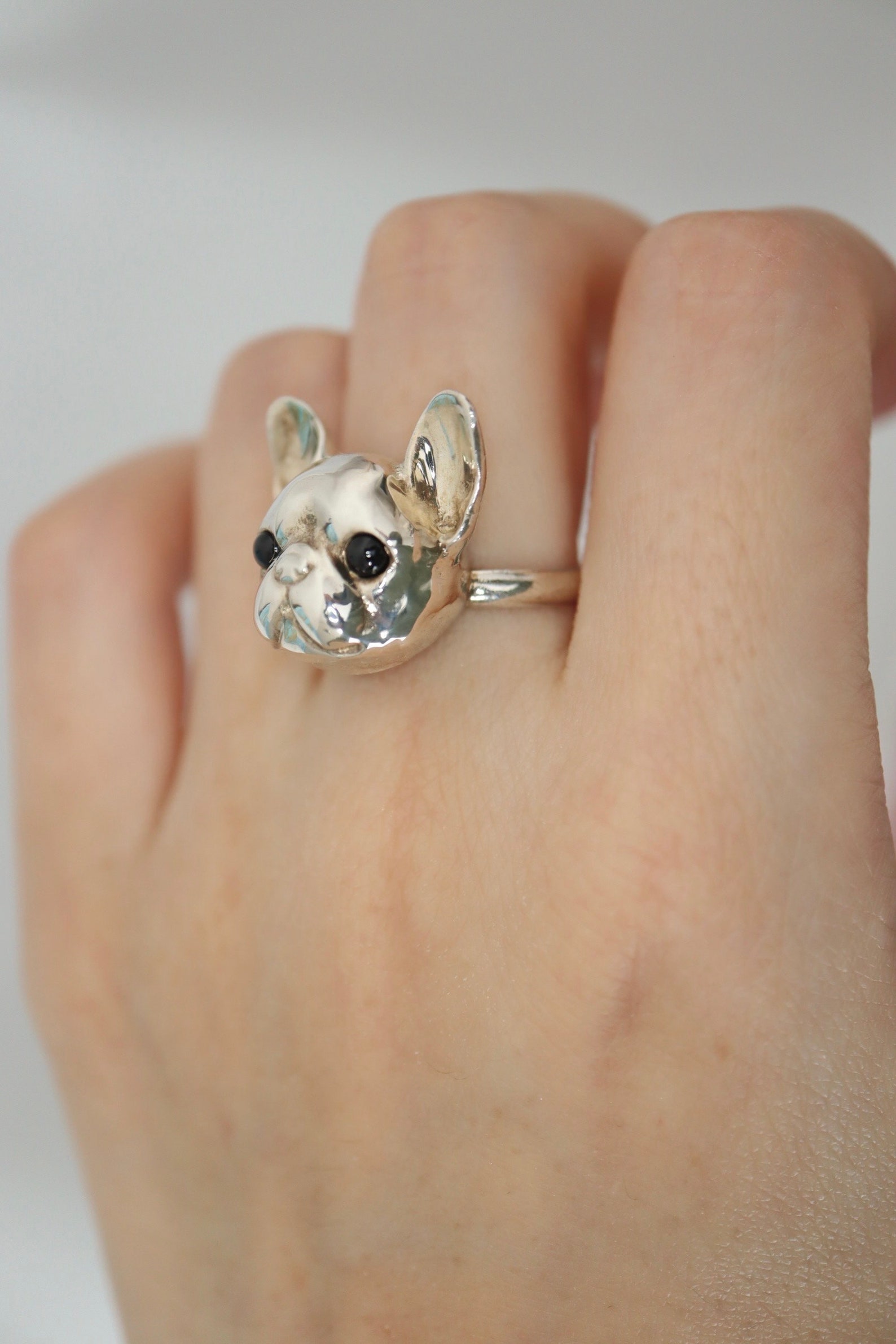 Cute French Bulldog Ring Silver Frenchie Face Ring French Bulldog Mom ...