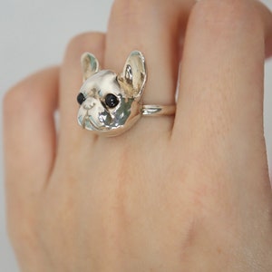Cute French Bulldog Ring Silver Frenchie Face Ring French Bulldog Mom ...