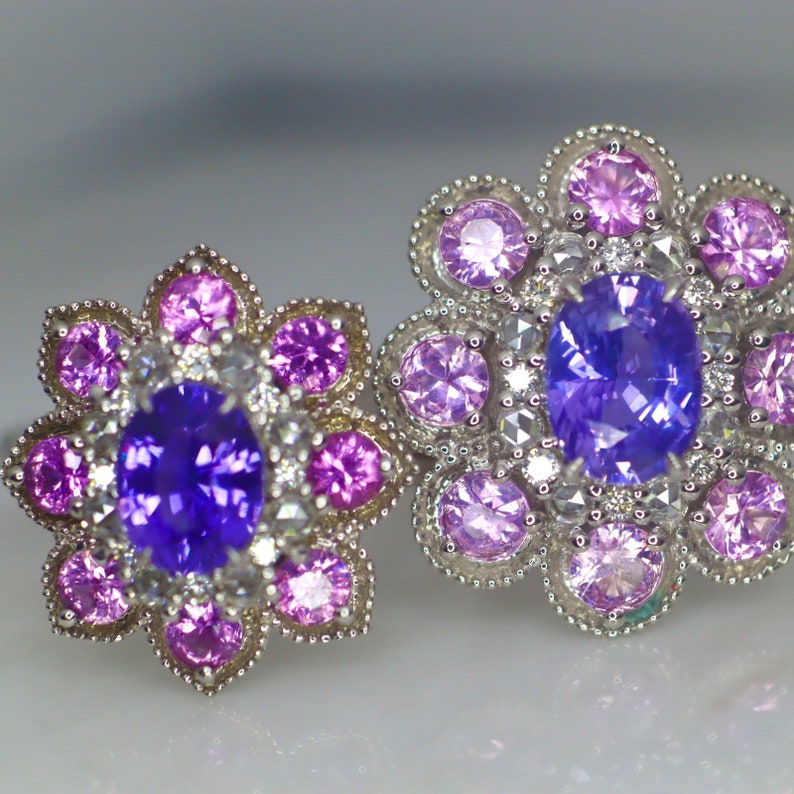 Lavender Sapphire Diamond Halo Statement Ring Purple Sapphire ...