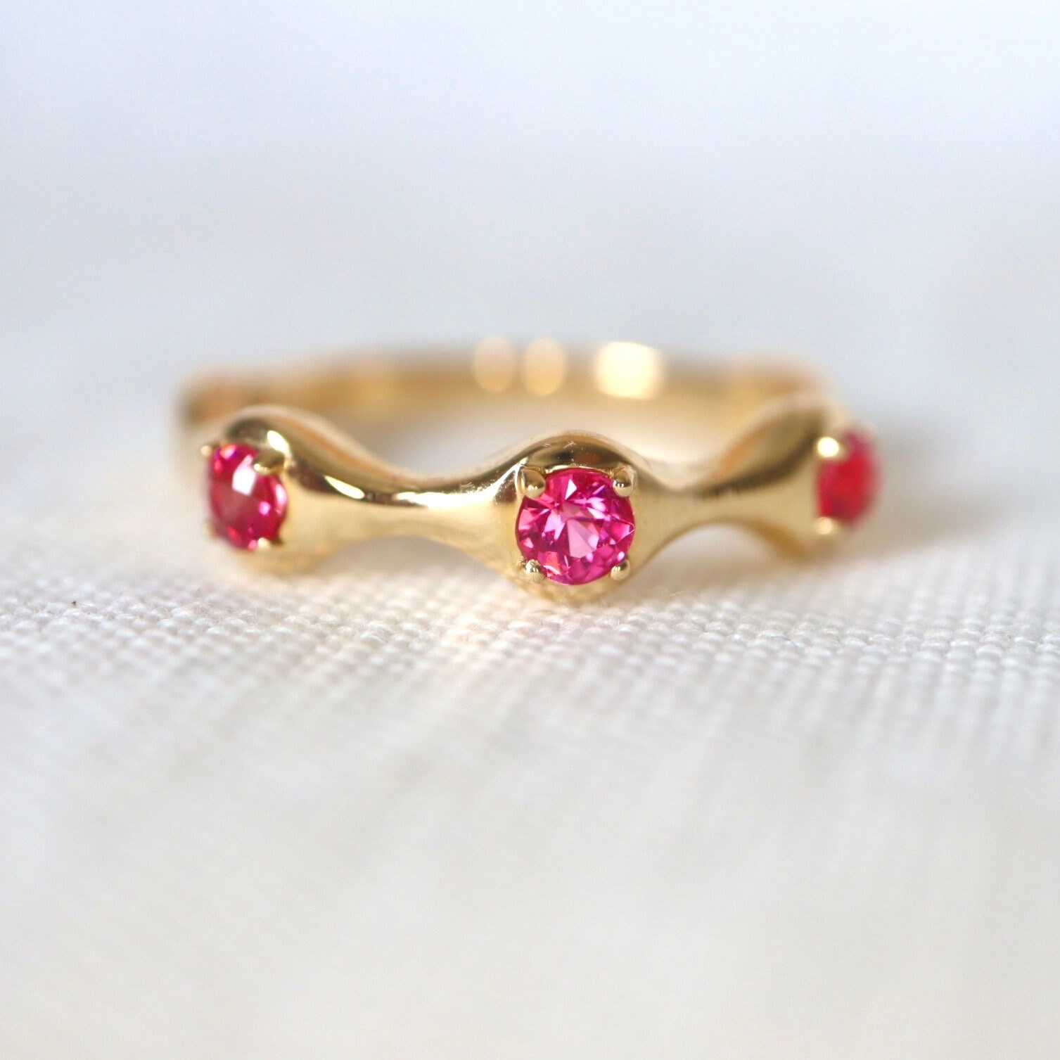 Made to Order Neon Pink Spinel Eternity Band 14K Yellow Gold - Etsy