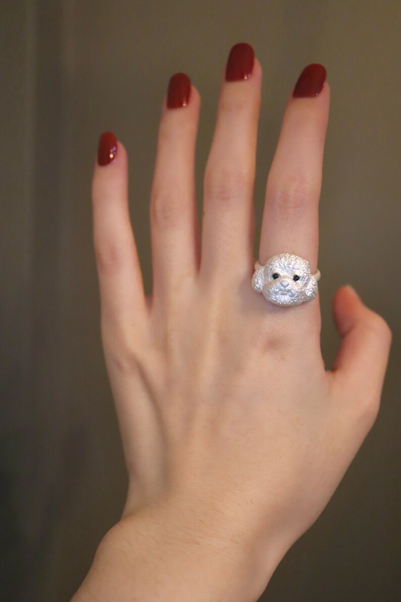 Cute Poodle Dog Ring Sterling Silver Pet Lover Ring Poodle Statement ...