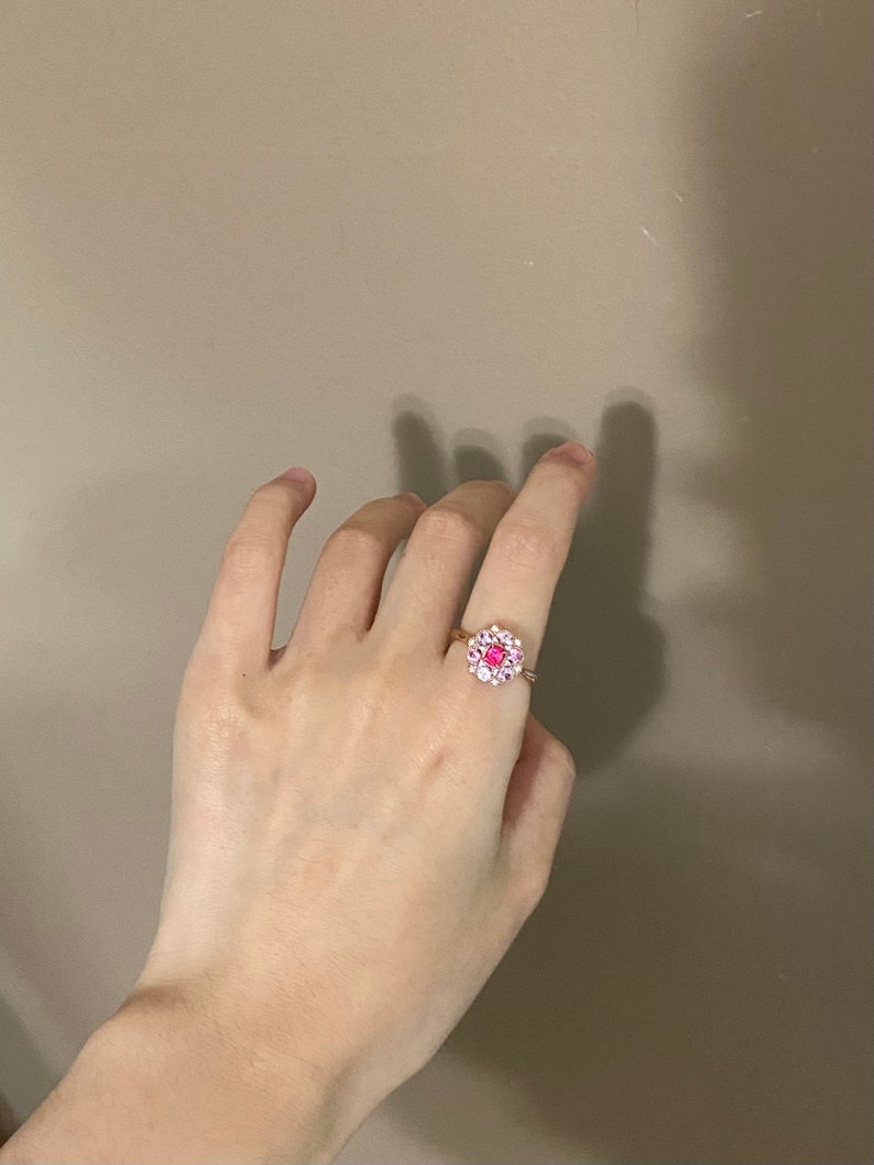 Jedi Neon Pink Spinel Ring Aesthetic Pink Statement Rings - Etsy