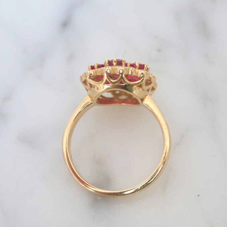 Made to Order. Ruby and Diamond Flower Ring. Victorian Ruby - Etsy