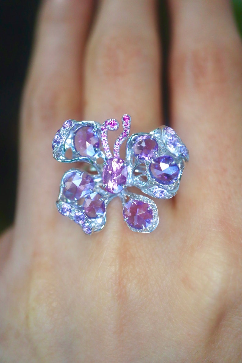 Gorgeous Butterfly Ring. Purple Sapphire Butterfly Ring in 14K Gold ...