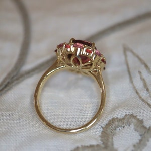 Orange Pink Tourmaline Ring Pink Spinels and Diamonds Halo Engagement ...