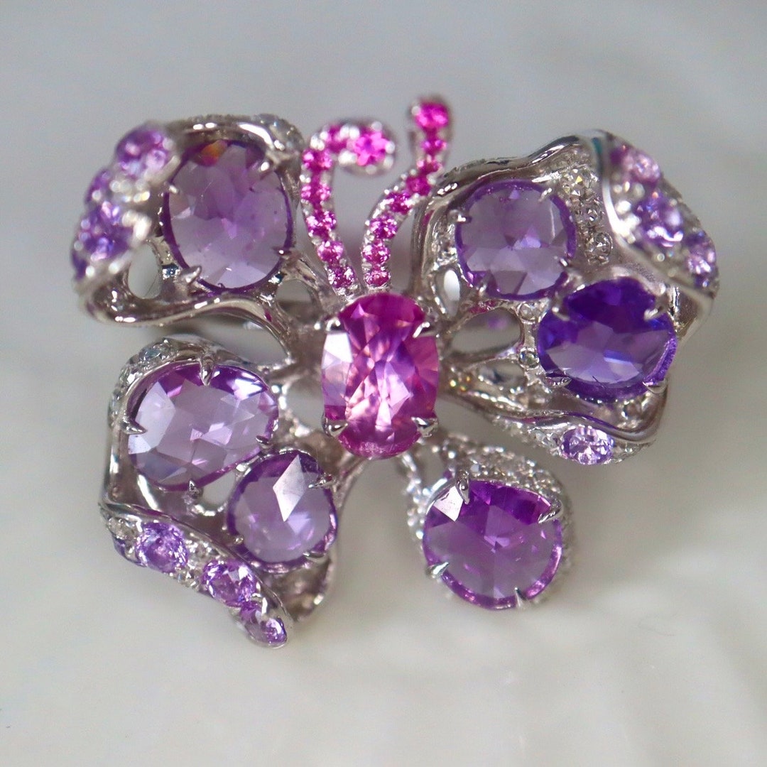 Gorgeous Butterfly Ring. Purple Sapphire Butterfly Ring in 14K Gold ...