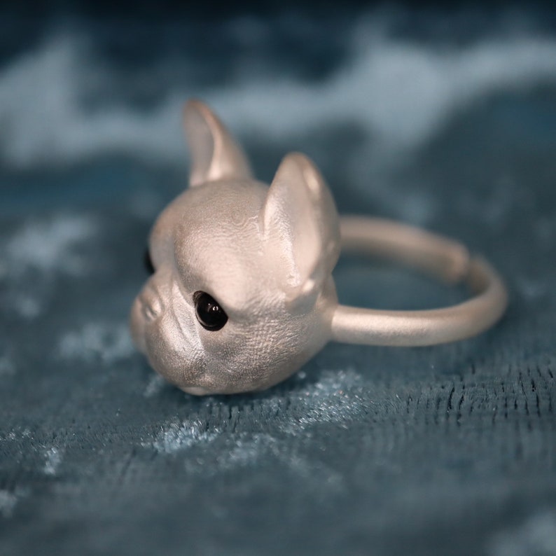 Cute French Bulldog Ring in Sterling Silver. Aninal Ring Signet Ring ...